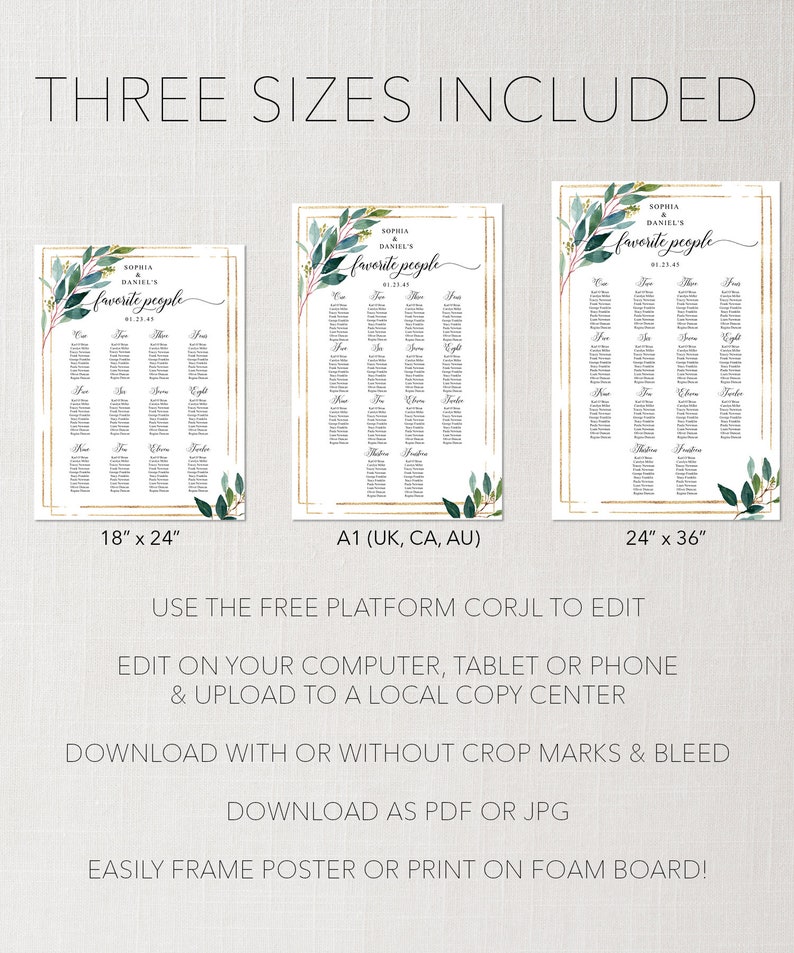 Printable Seating Chart Template Seating Arrangement Sign - Etsy