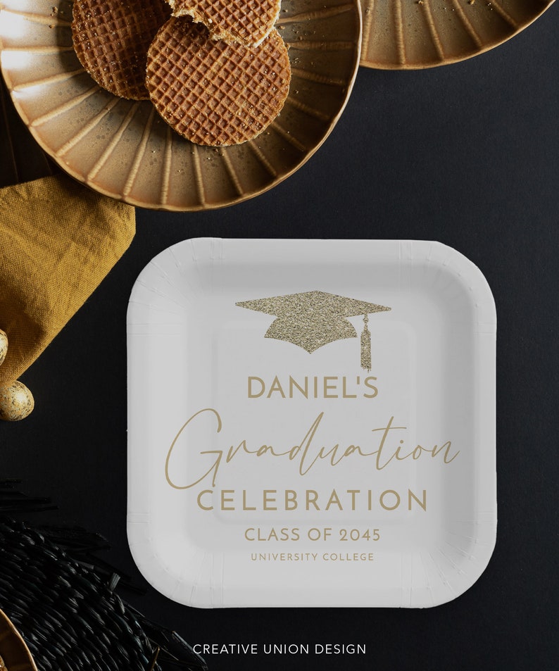 Personalized Paper Plates Template Graduation Party Decor - Etsy