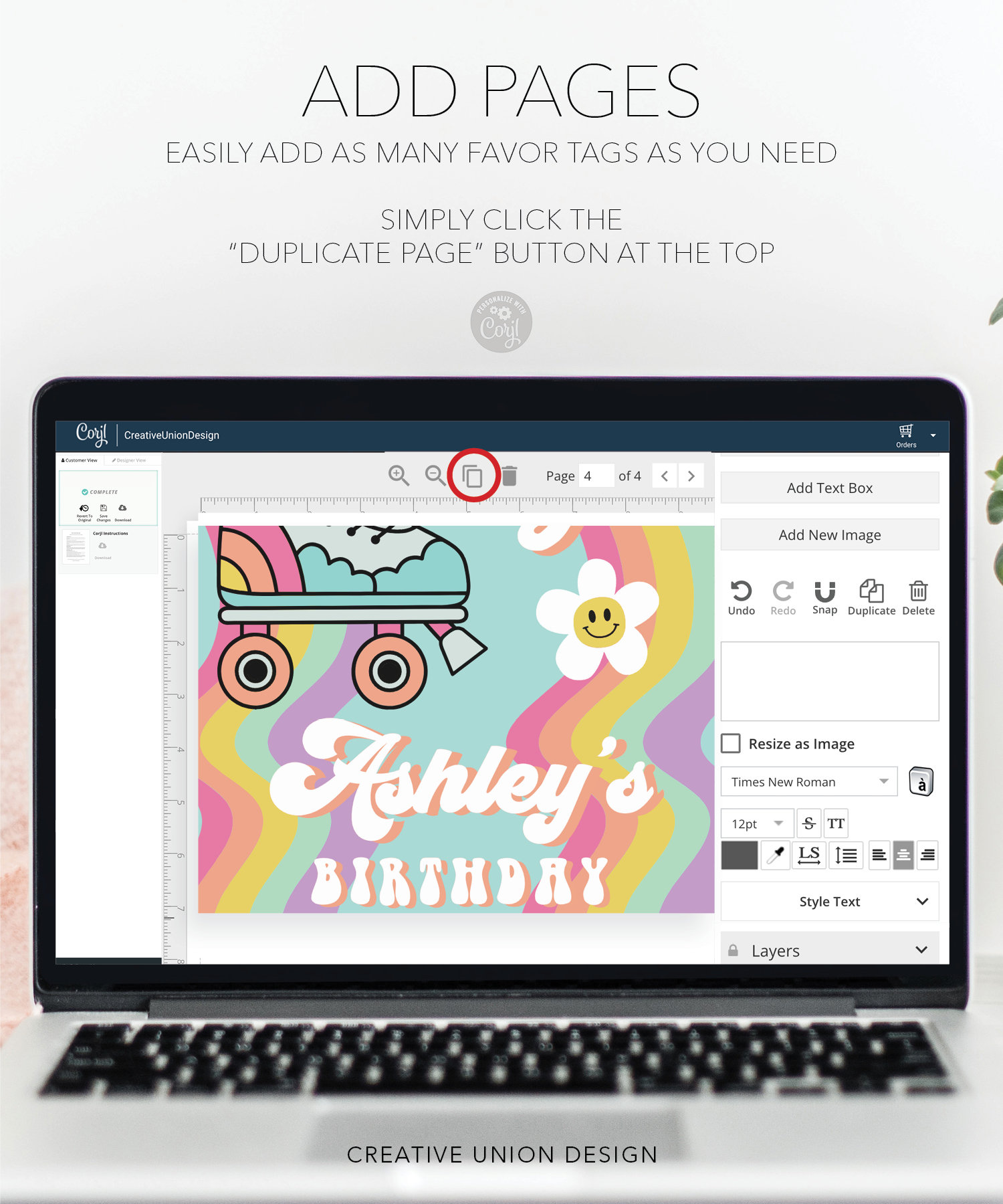 Retro Rainbow Roller Skating Birthday Printable Favor Tag, Editable ...