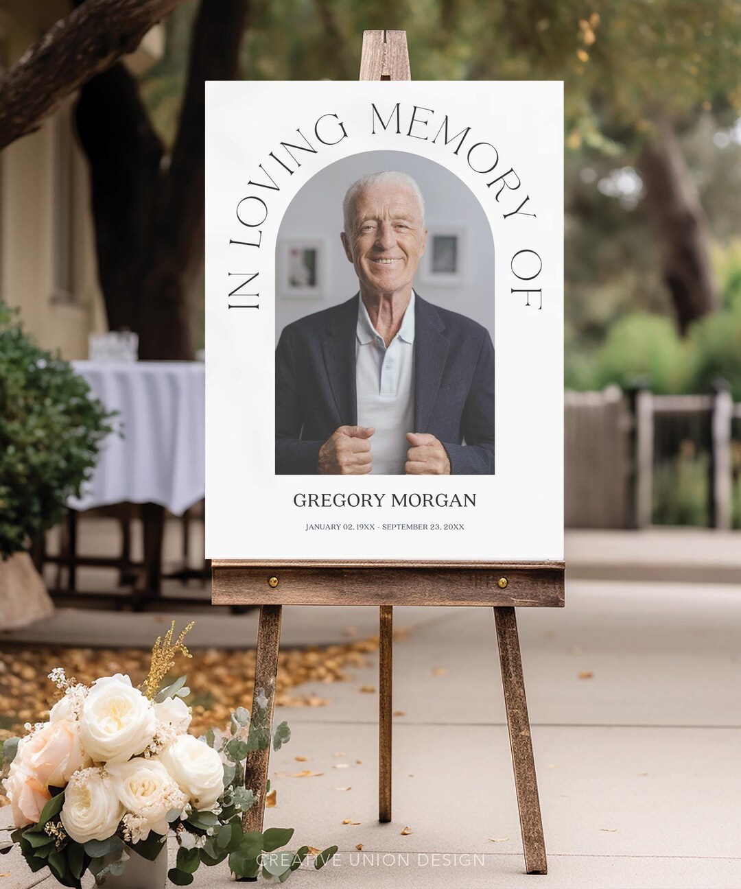Minimalist Arch Memorial Sign, Celebration of Life With Picture ...