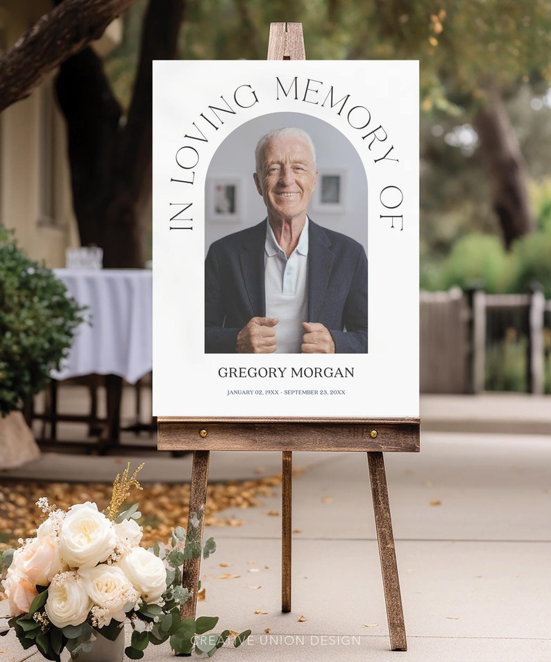 Minimalist Arch Memorial Sign, Celebration of Life With Picture ...