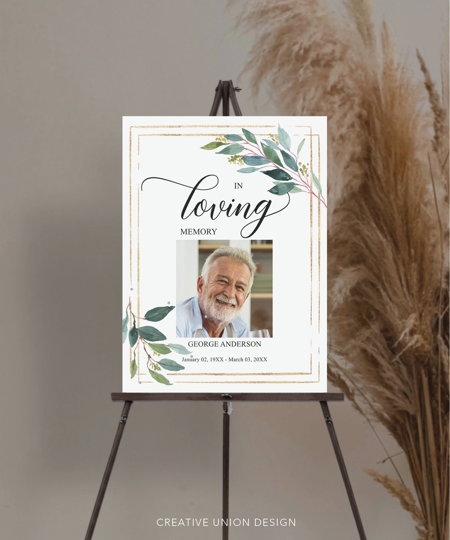 Editable Greenery Funeral Welcome Sign Template, Memorial, Celebration ...
