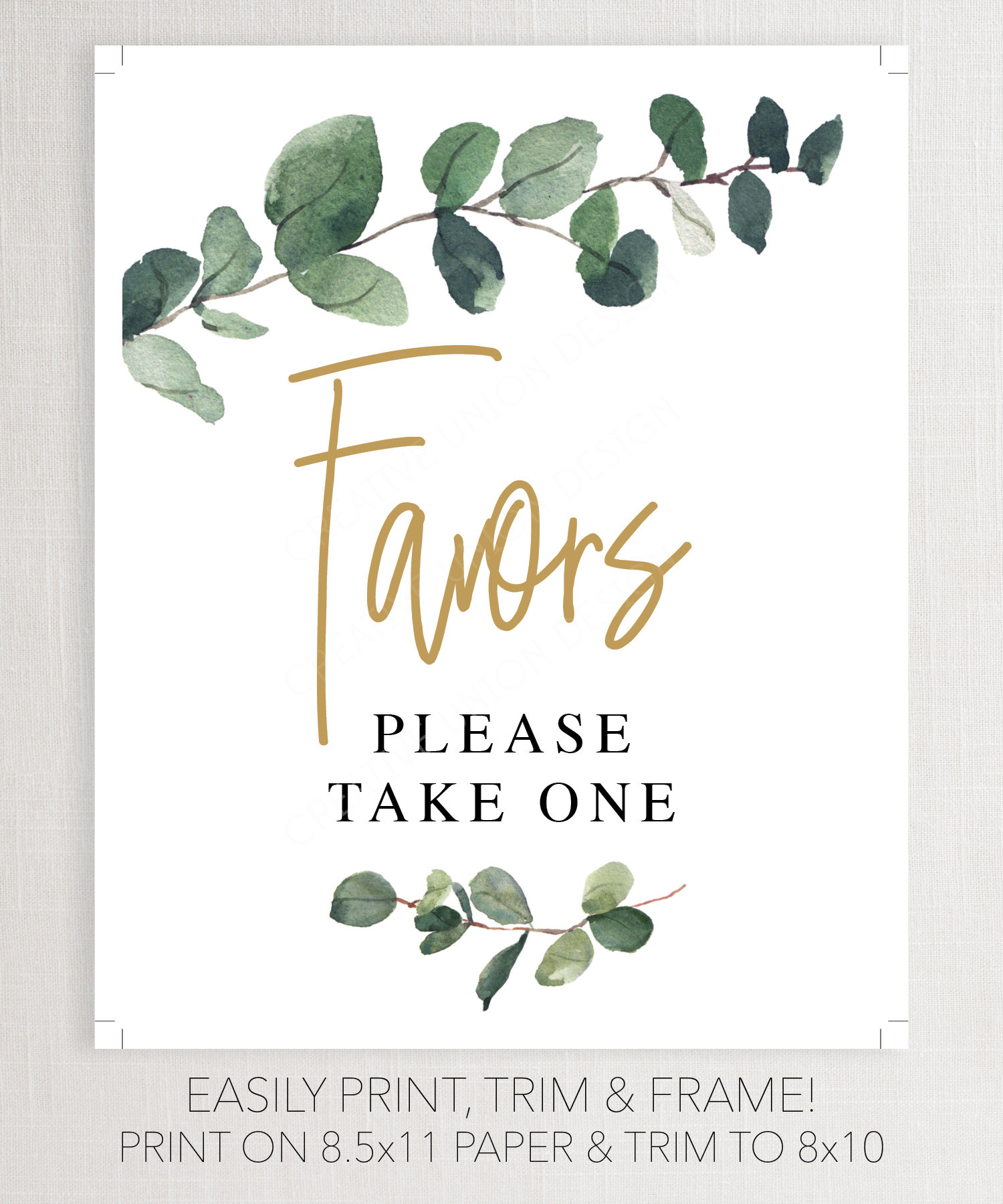 Favors Sign Please Take One 8x10 Printable Favors Sign | Etsy