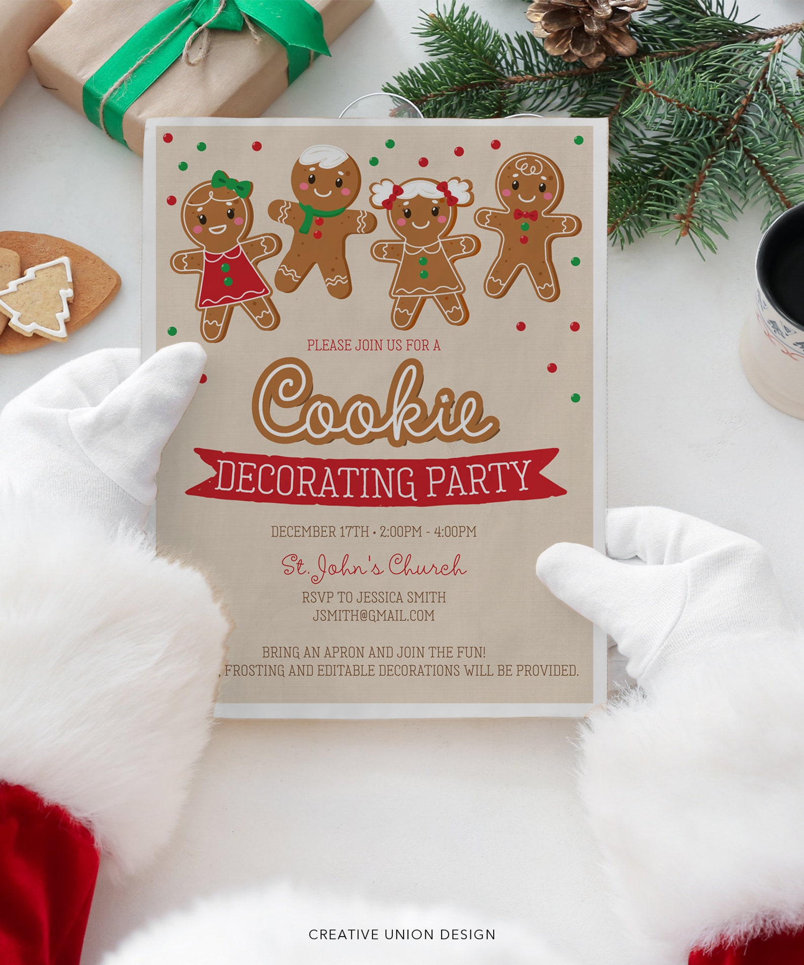 Christmas Cookie Decorating Party Flyer Invitation, Printable Holiday ...
