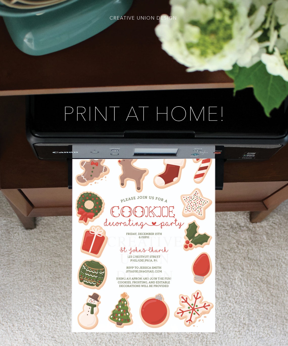 Christmas Cookie Decorating Party Flyer Invitation, Printable Holiday ...