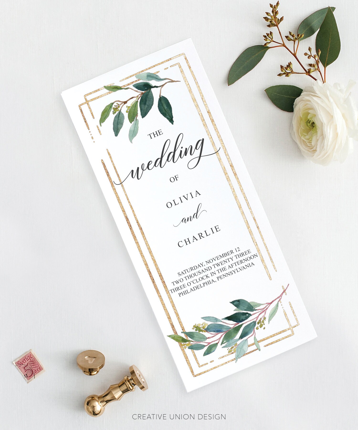 Tri Fold Wedding Ceremony Program Templates