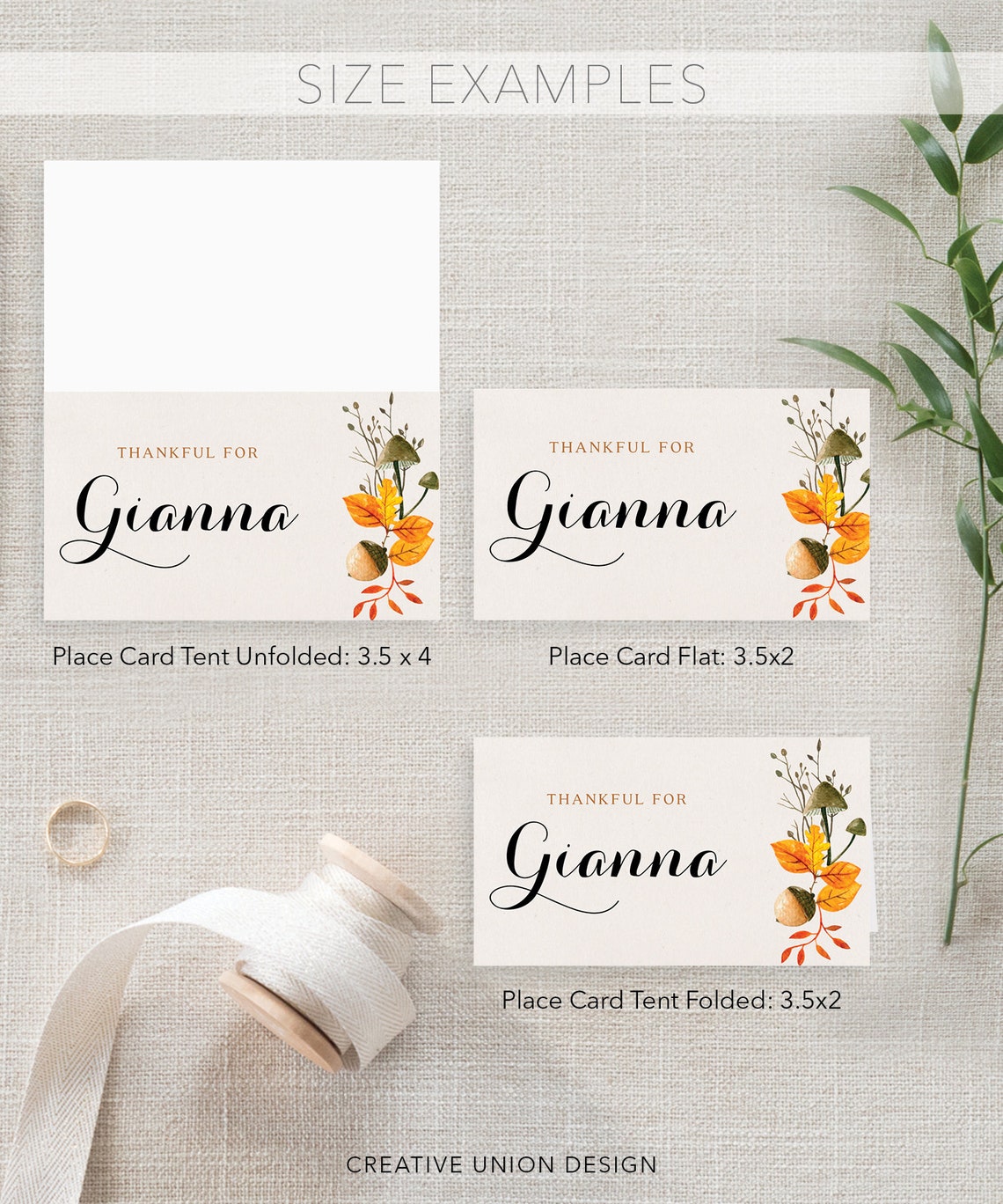 Thanksgiving Place Card Template, Fall Place Cards, Printable Seating ...