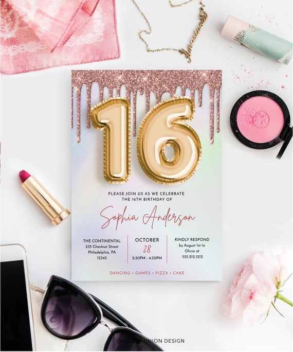 Sweet Glitter Birthday Party Invitation Template, Birthday Invite ...