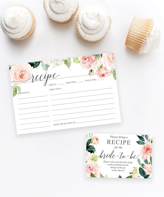 Recipe Card and Request Card - Printable Recipe Card - Bridal Shower ...