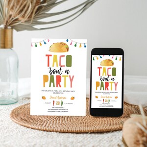 Taco Party Invitation, Taco Bout A Party Invite, Taco Night Digital ...