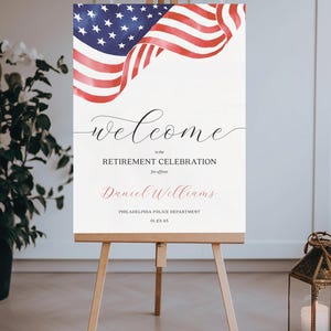 Editable Retirement Party Welcome Sign Template, American Flag, Army ...