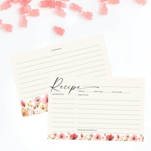Wildflower Recipe Card Printable, Printable Recipe Card, Bridal Shower ...