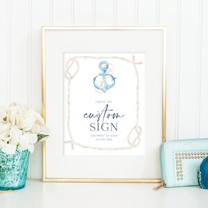 Nautical Beach Custom Sign Template, Editable Couples Shower Sign ...
