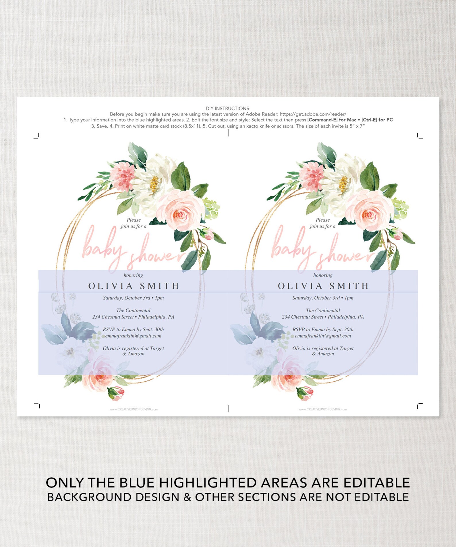 Baby Shower Invitation Baby Shower Invite Editable - Etsy