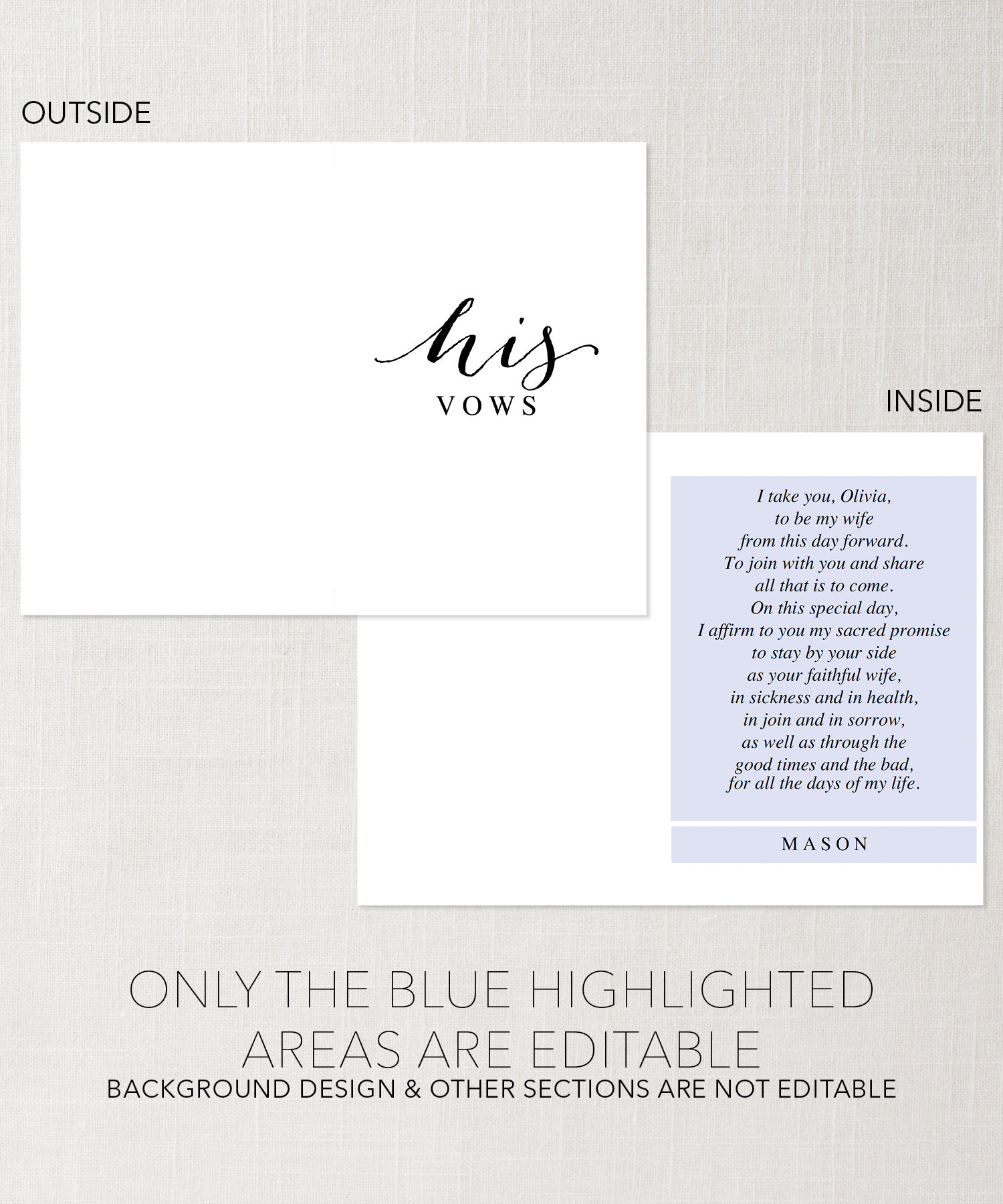 His and Her Wedding Vow Booklet Template Vow Books Vow | Etsy