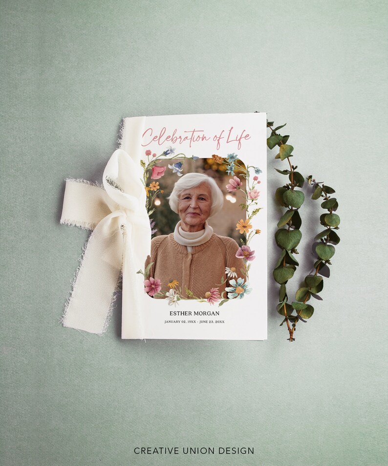 Editable Wildflower Field Funeral Program Template, Celebrating the ...