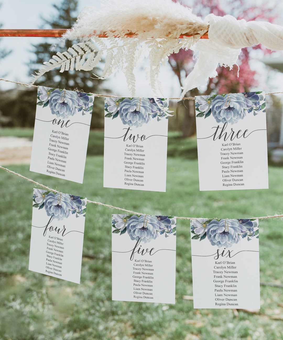Dusty Blue Seating Chart Template, Printable Seating Cards, Table ...