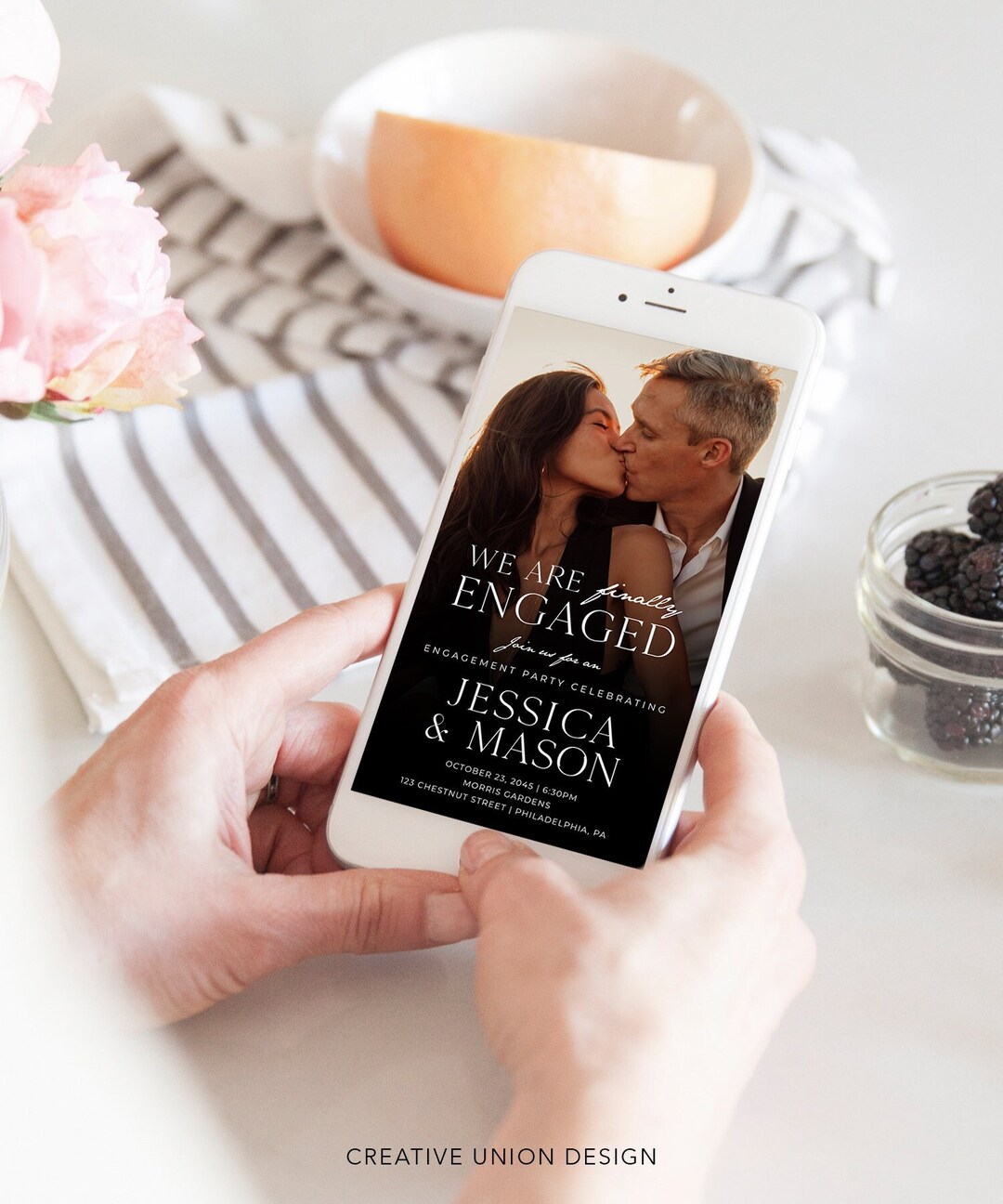 Digital Engagement Party Invitation Template, Engagement Invite With ...