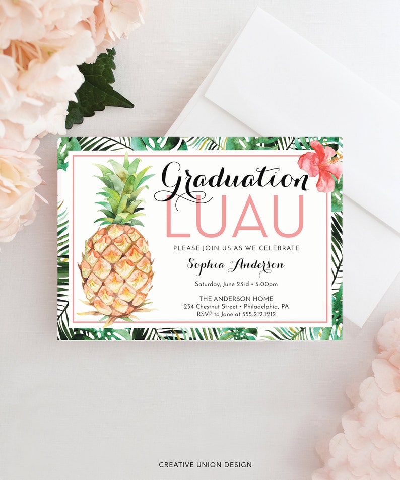 Luau Graduation Party Invite Template Graduation Invitation - Etsy