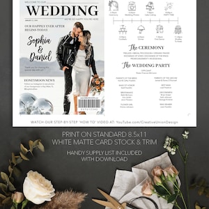 Wedding Magazine Program Fan Custom Program Template Personalized ...