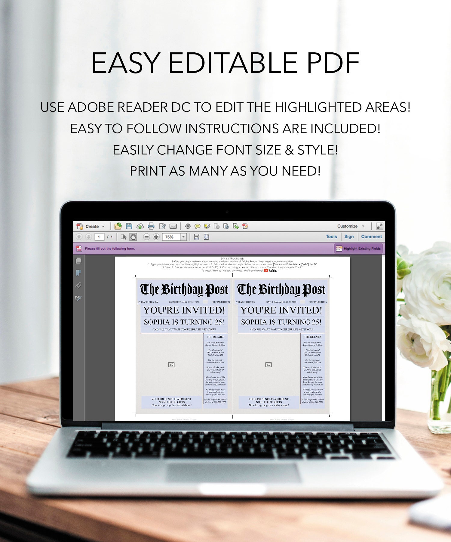 Newspaper Birthday Party Invitation Template Birthday Invite | Etsy