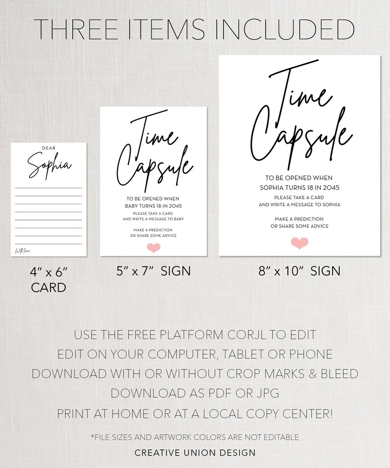 Time Capsule Template Time Capsule First Birthday Time - Etsy