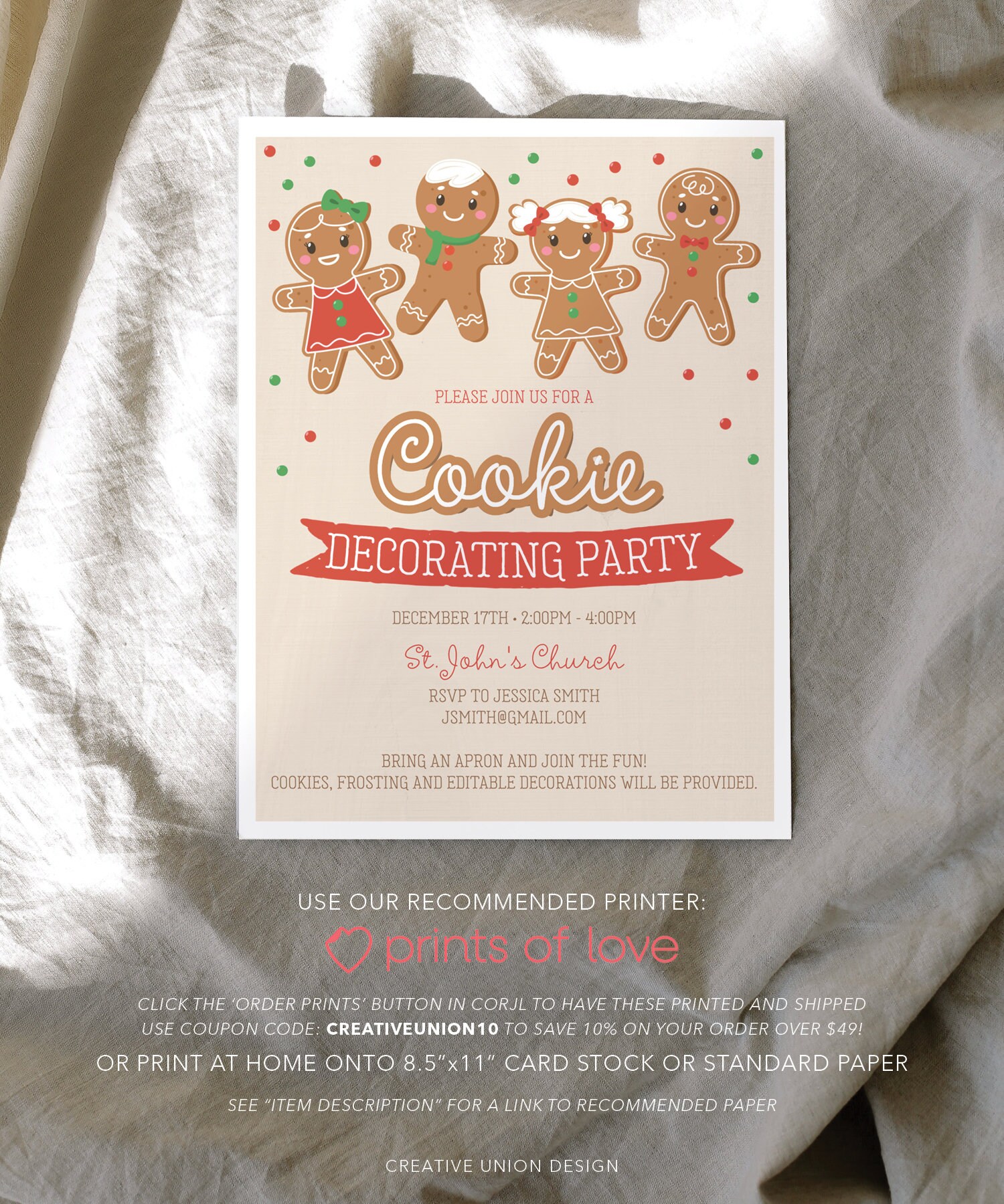 Christmas Cookie Decorating Party Flyer Invitation, Printable Holiday ...