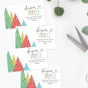 Modern Christmas Diaper Raffle, Baby Shower Diaper Raffle Template ...