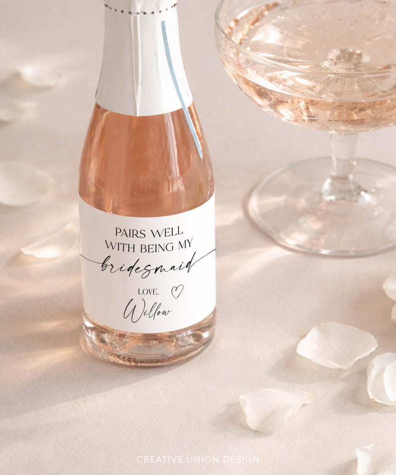 Bridesmaid Mini Champagne Labels Template Printable Bridesmaid Proposal ...
