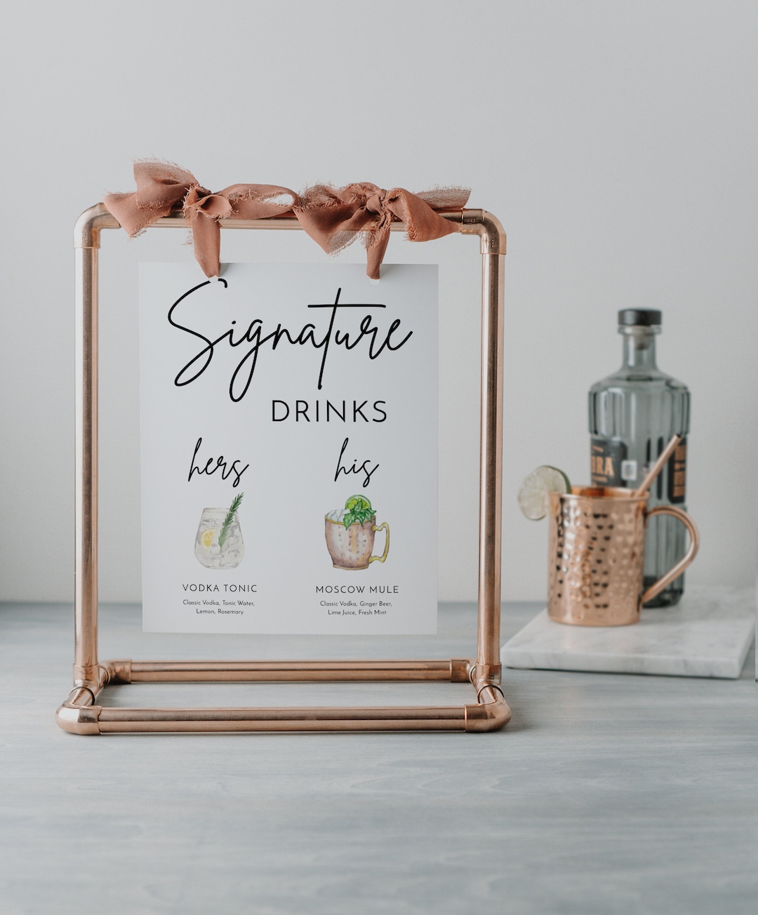 Signature Drink Sign Template, Printable Signature Cocktail Sign, His ...