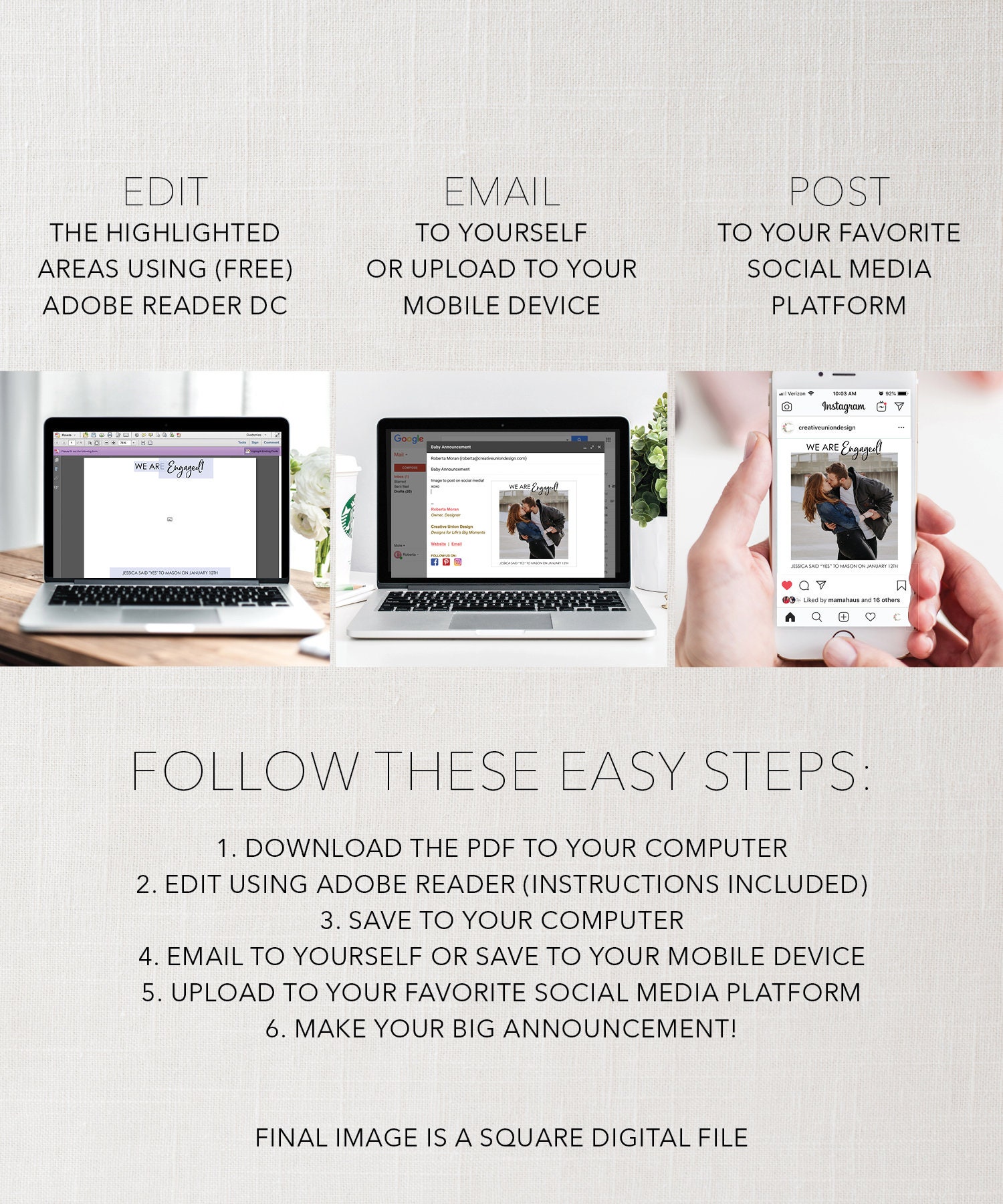 Social Media Engagement Announcement with Photo We Are | Etsy