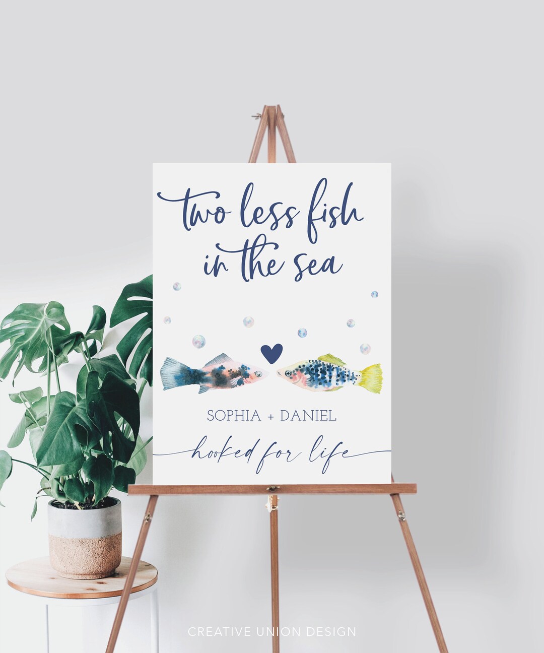 Two Less Fish in the Sea Wedding Welcome Sign With Photo, Editable ...