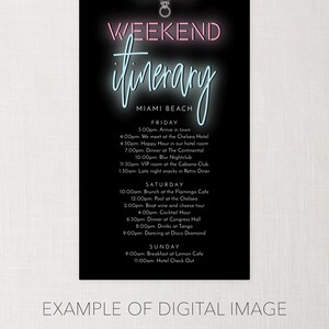 Neon Weekend Itinerary Template, Digital Schedule, Wedding Weekend ...