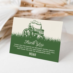 Country Farm Tractor Thank You Card, Birthday Thank You Card ...