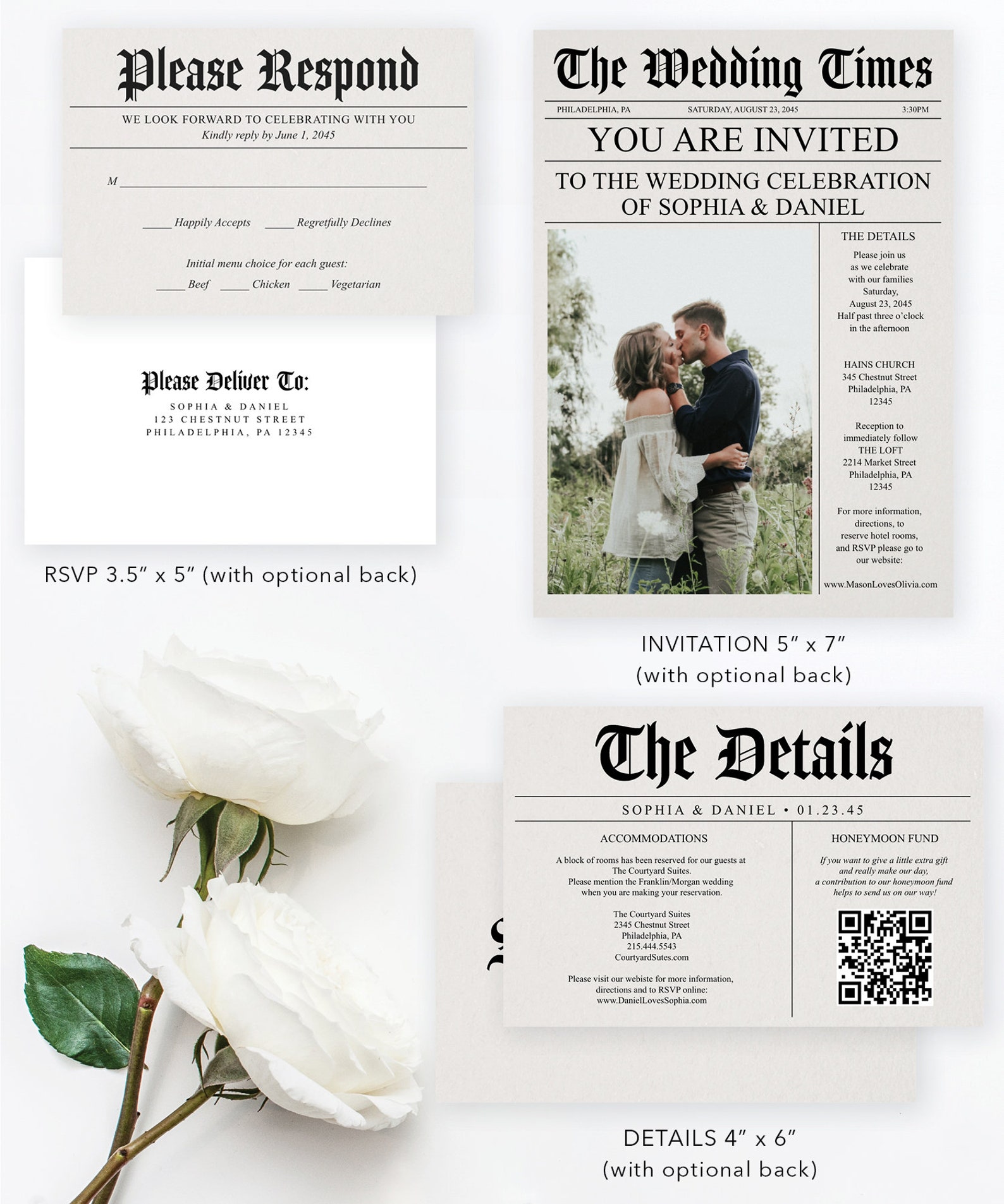 Newspaper Wedding Invitations Template Fully Editable Unique - Etsy
