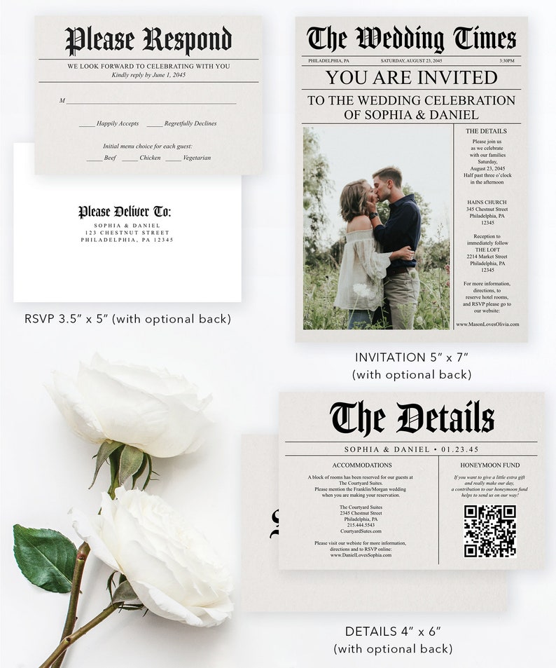 Newspaper Wedding Invitations Template Fully Editable Unique - Etsy