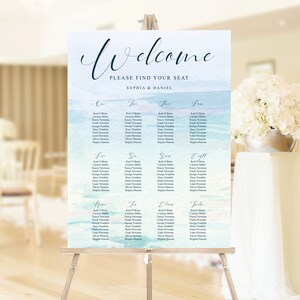 Minimal Beach Wedding Seating Chart, Editable Template, Table Seating ...