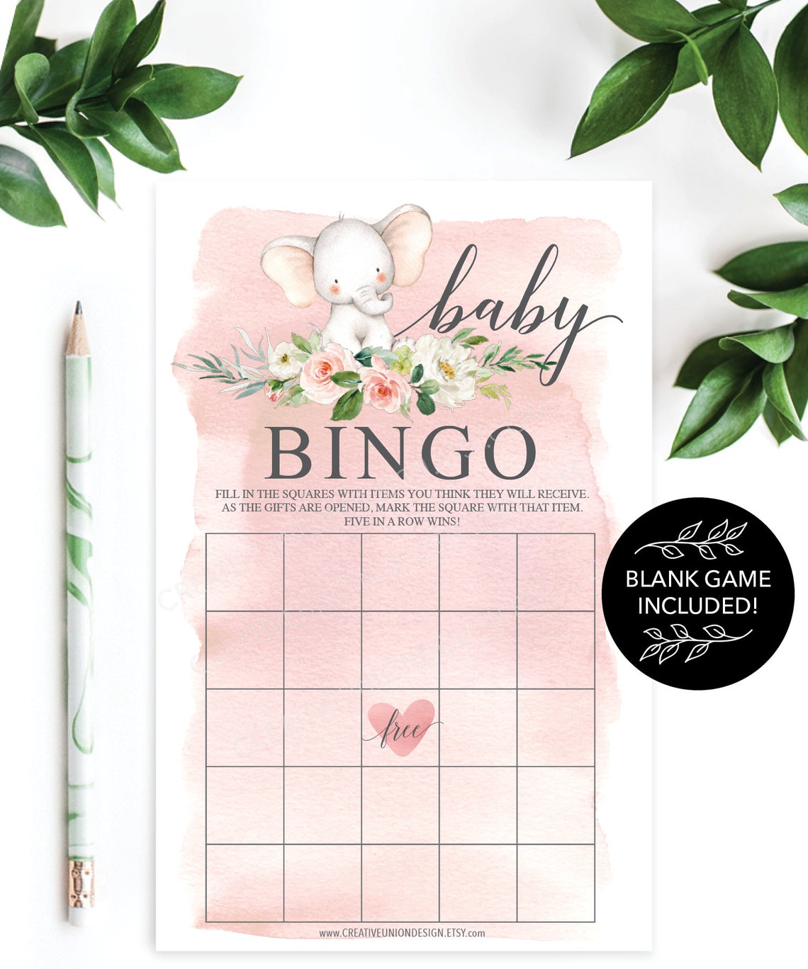 Elephant Baby Shower Bingo 60 Unique Game Sheets Baby - Etsy