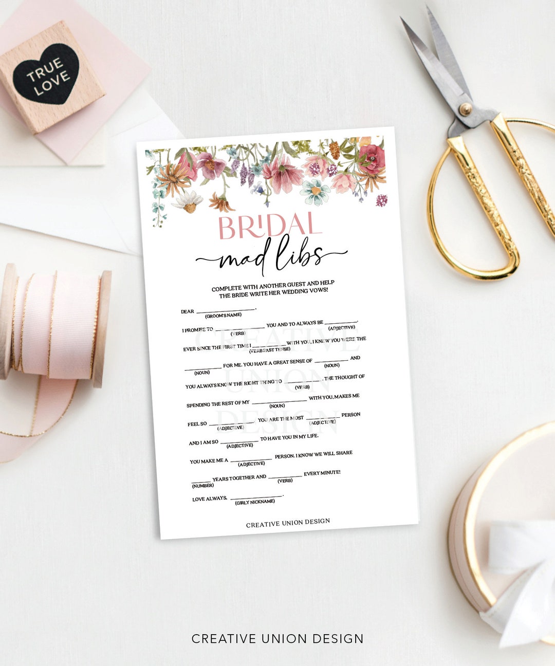 Wildflower Bridal Shower Game, Mad Libs, Colorful Flower Bridal Shower ...