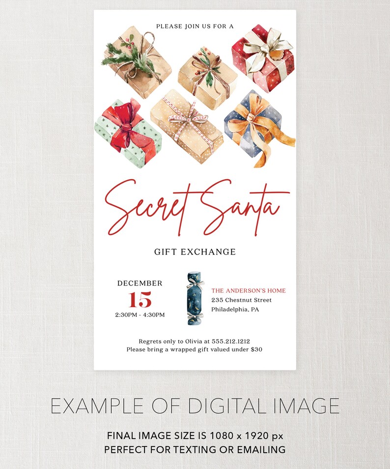 Digital Secret Santa Party Invite Secret Santa Invitation - Etsy
