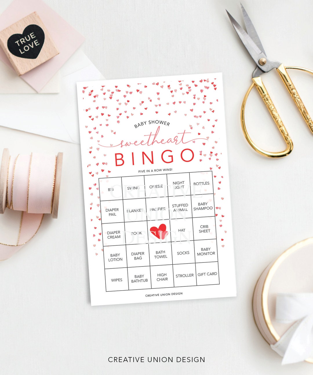 Little Sweetheart Baby Shower Bingo, 60 Unique Game Sheets, Baby Shower ...