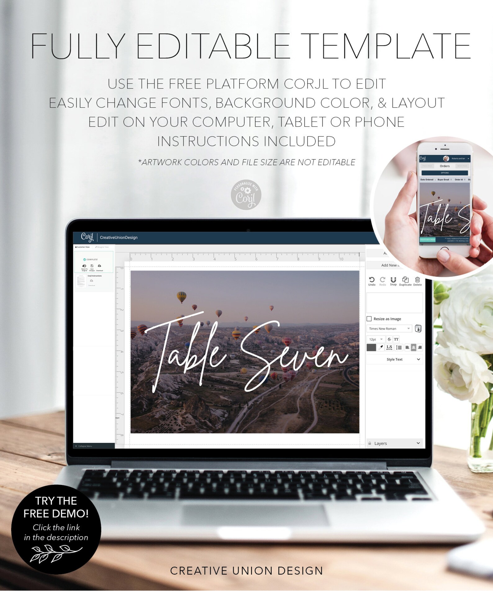 Horizontal Wedding Table Numbers With Photos Template - Etsy