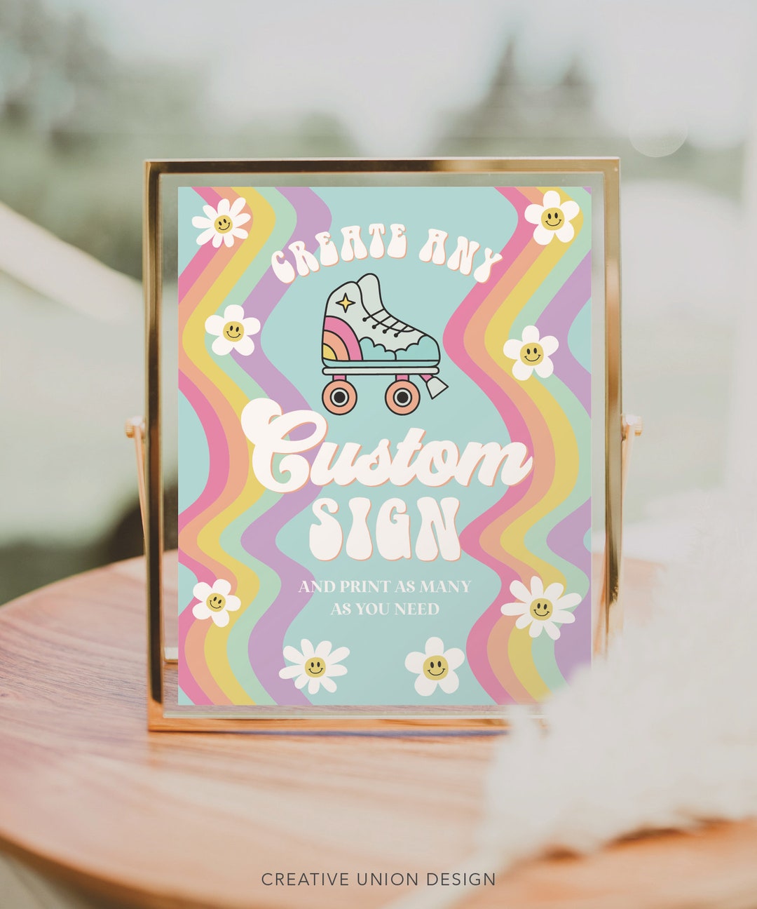 Retro Roller Skate Birthday Welcome Sign: 70s Disco (printable Download ...