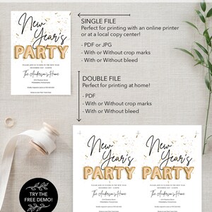 New Year's Eve Party Invitation Template, Confetti, New Years Party ...