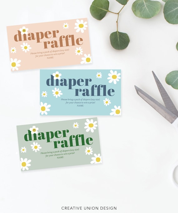 Diaper Raffle, Daisy Baby Shower Diaper Raffle, Printable Diaper Raffle ...