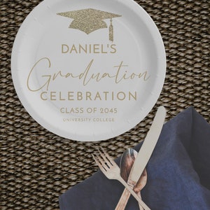 Personalized Paper Plates Template, Graduation Party Decor, Grad Party ...