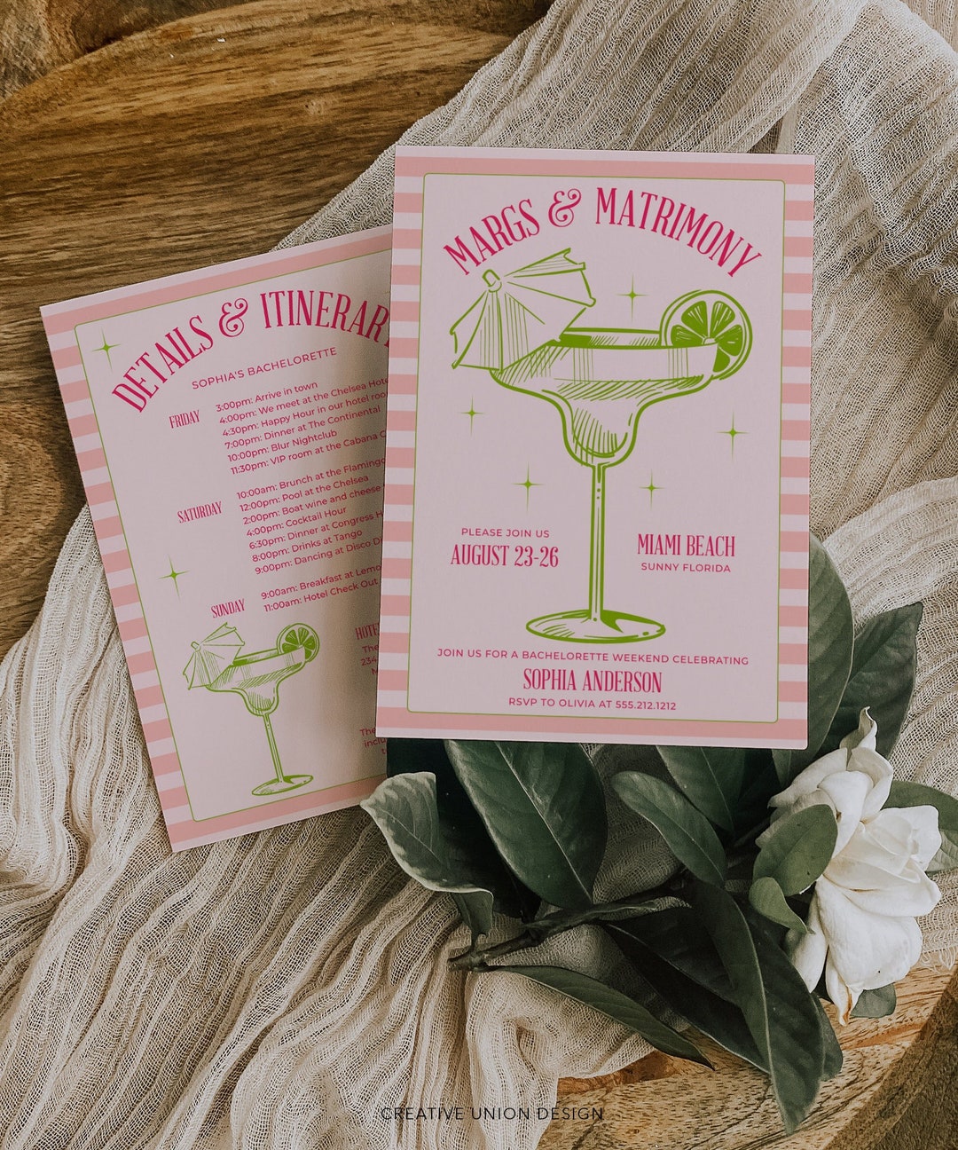 Margarita Bachelorette Party Invitation and Itinerary Template, Margs ...