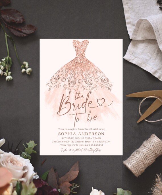 Bridal Shower InvitationTemplate, Bridal Dress, Bridal Brunch Invite ...