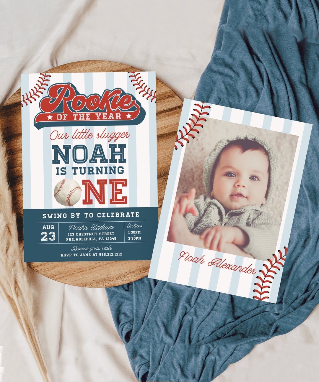 Baseball First Birthday Invitation Template, Rookie of the Year ...