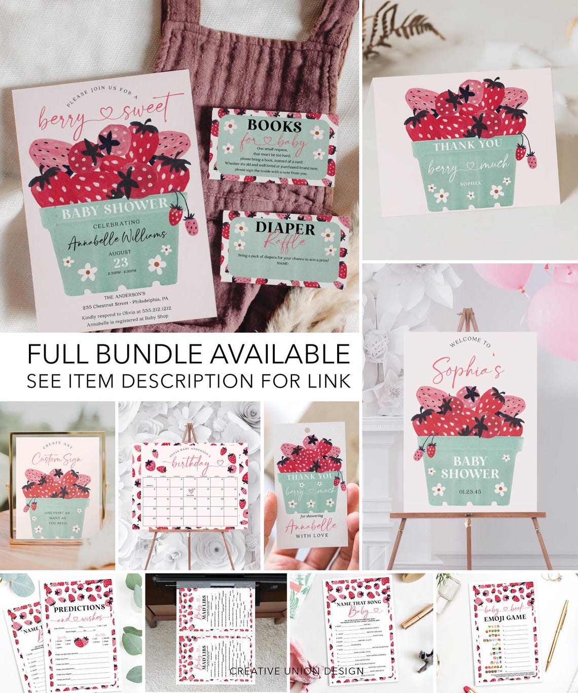 Berry Sweet Baby Shower Invite Template, Strawberry Baby Shower ...